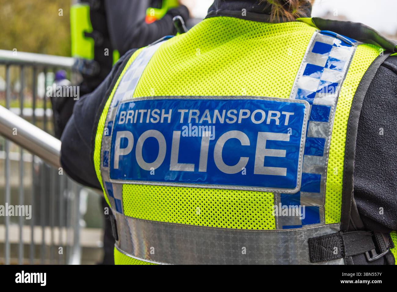 Close Up of British Transport Police Officer High Vis Vest Stock Photo ...