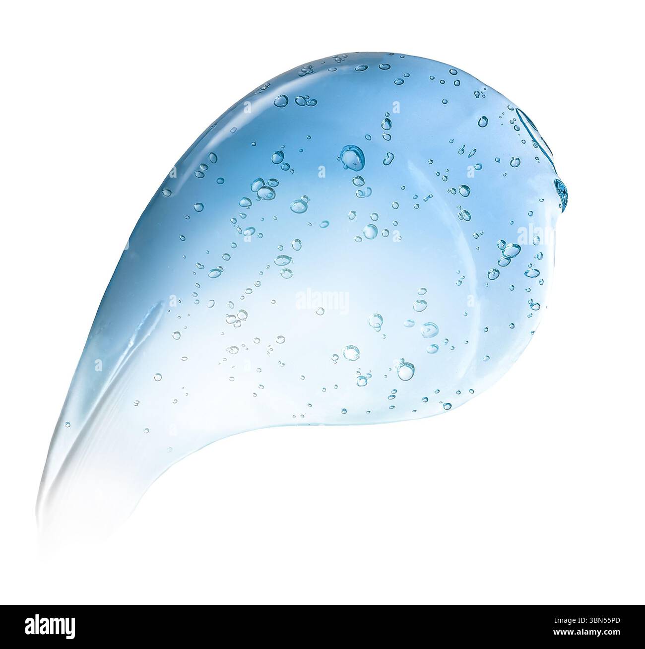 Blue transparent cosmetic or hair gel smear on a white background ...