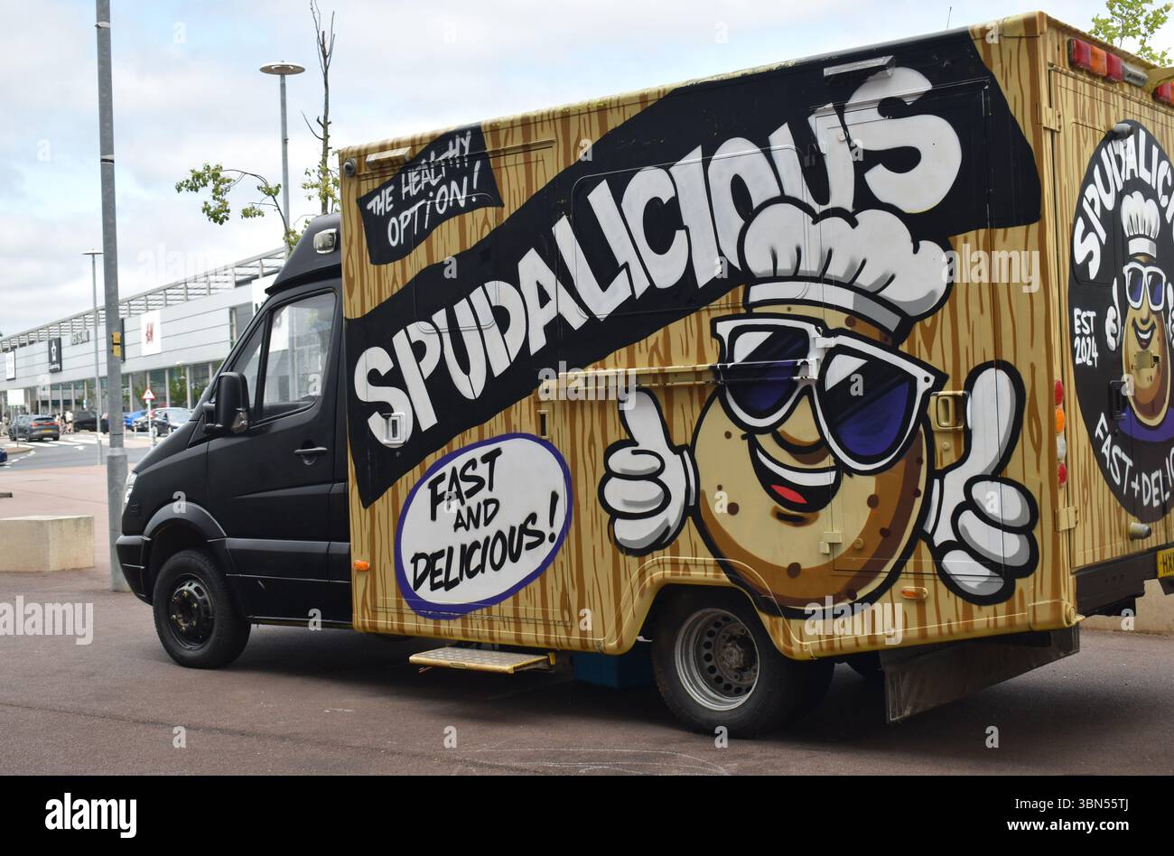 Spudalicious street food van at Stadium MK in Milton Keynes Stock Photo ...