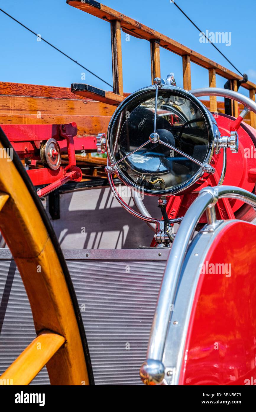 London UK, June 29 2025, Details Of Guildford Built Dennis Classic Fire ...