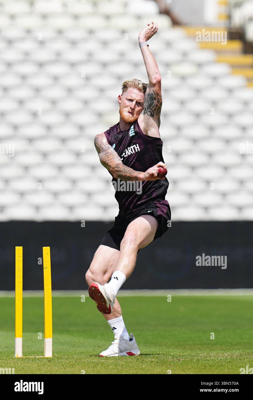 England captain Ben Stokes during a nets session at Edgbaston ...