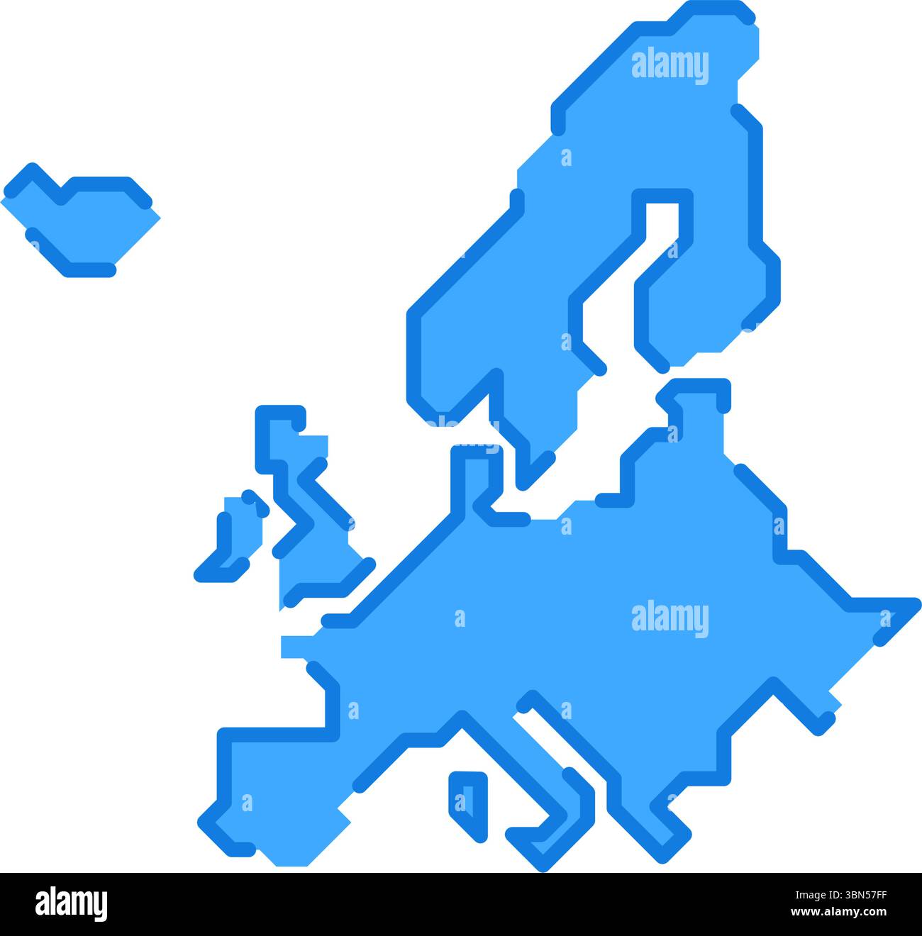 Stylized map of the continent of Europe in a simple style. Modern map ...