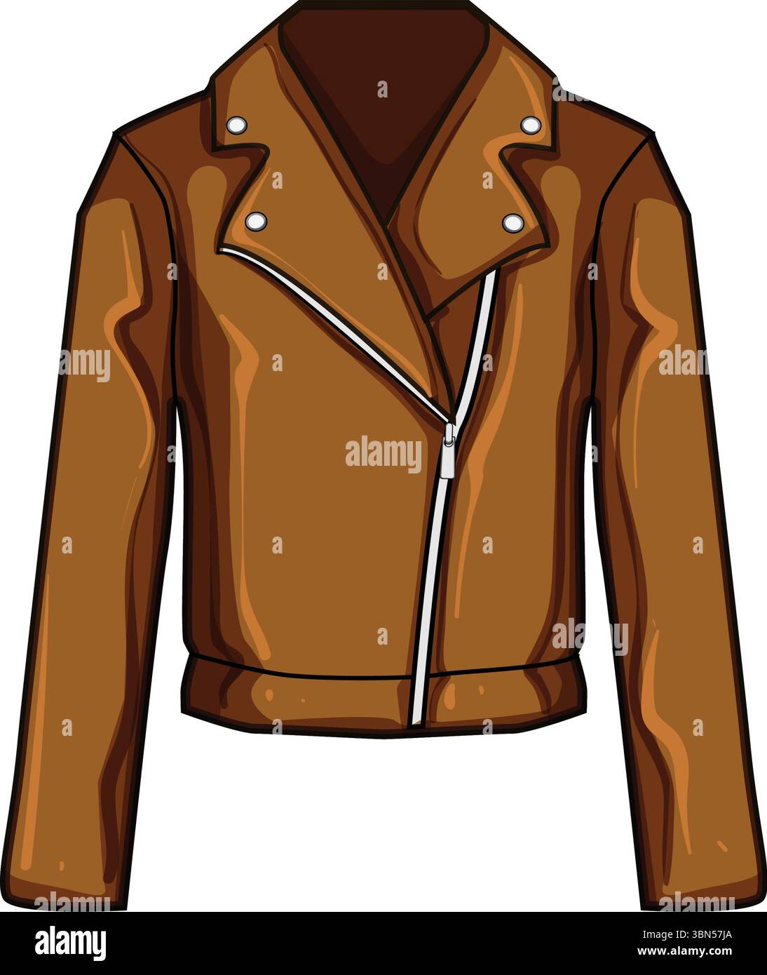 biker leather jacket female cartoon vector illustration Stock Vector ...