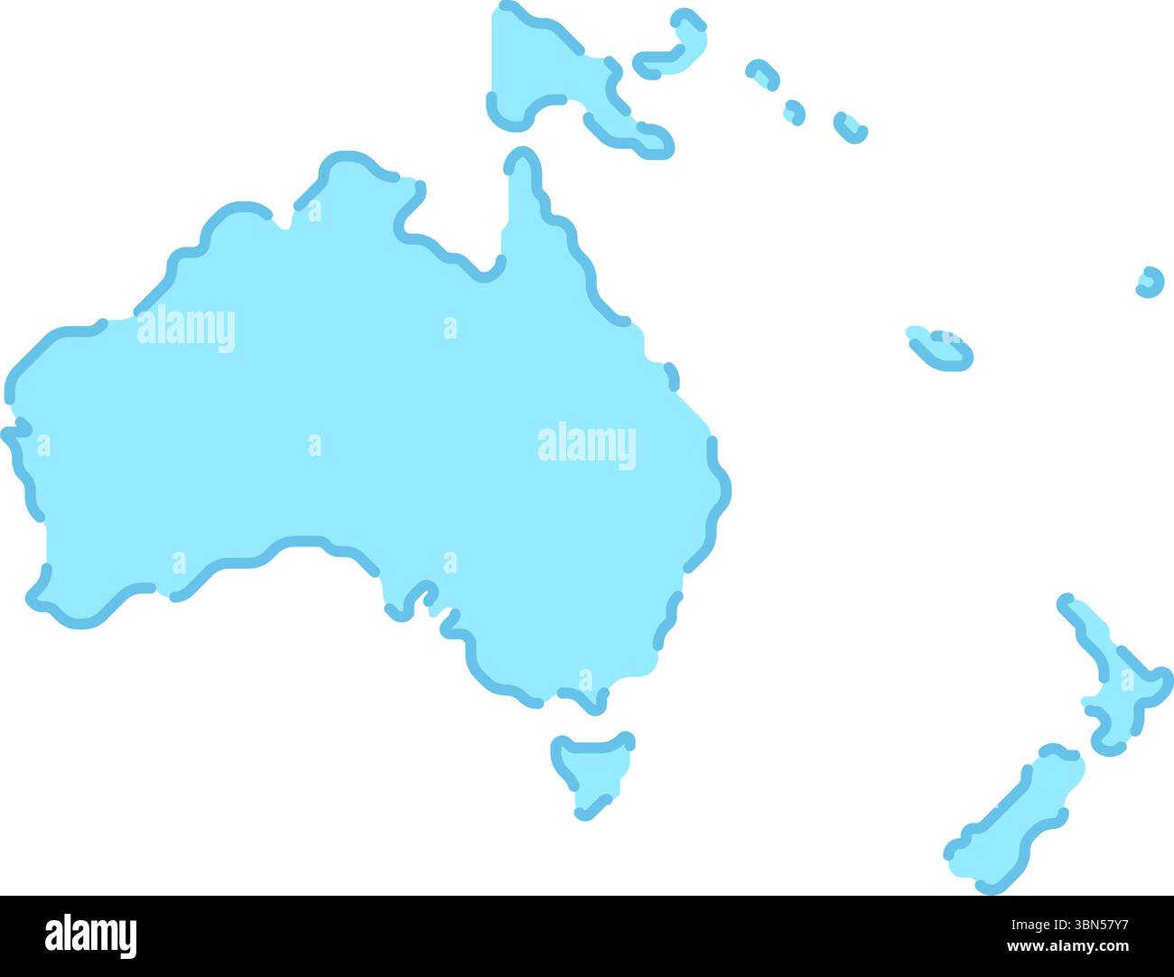 Stylized map of the continent of Oceania in a simple style. Modern map ...