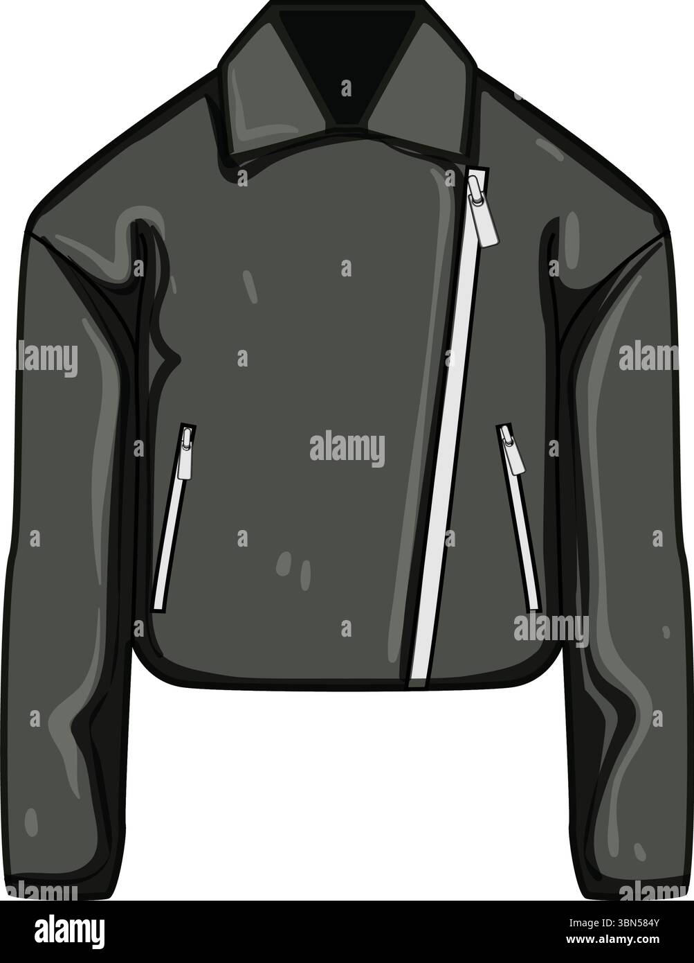 vintage leather jacket female cartoon vector illustration Stock Vector ...