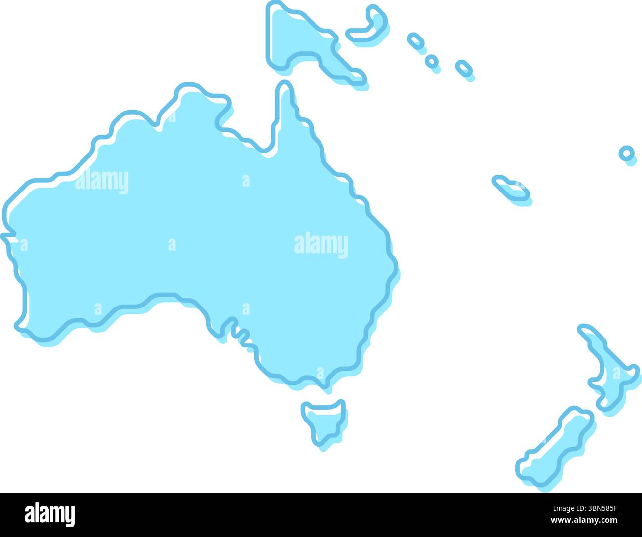 Stylized map of the continent of Oceania in a simple style. Modern map ...