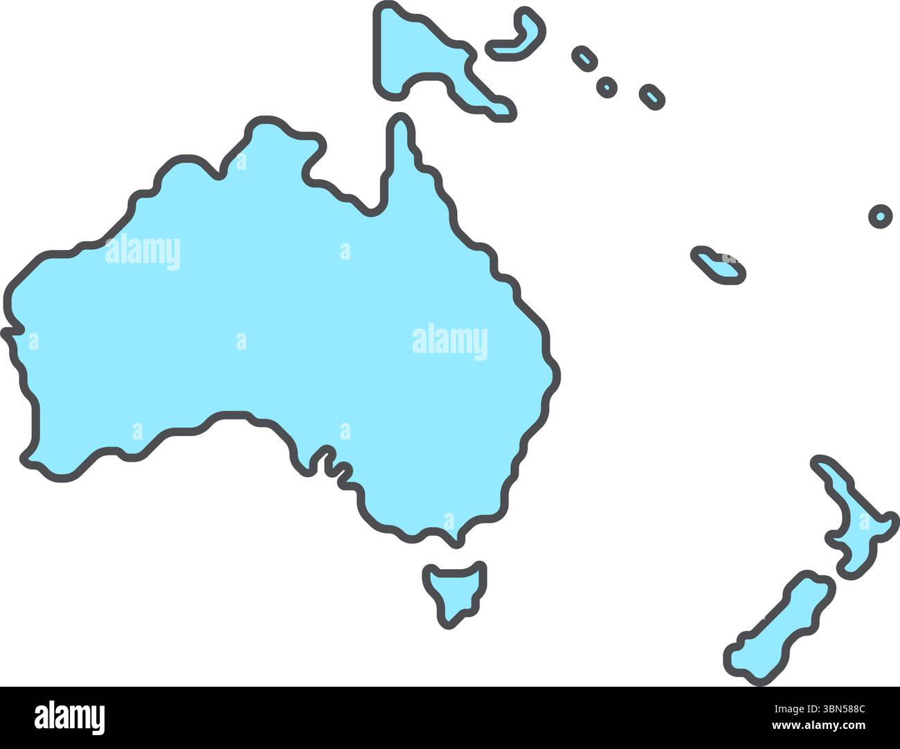 Stylized map of the continent of Oceania in a simple style. Modern map ...