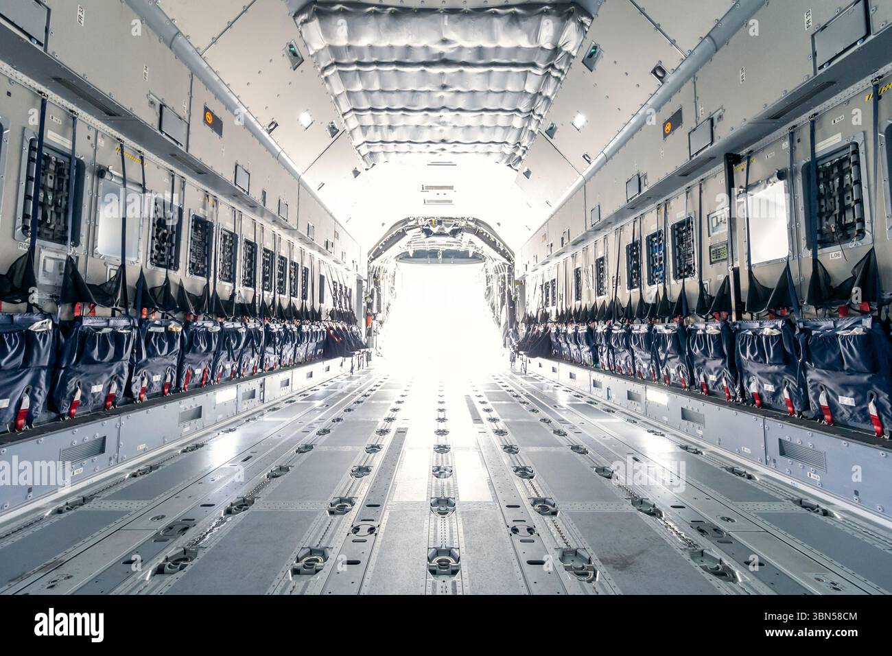 Airbus A400M Atlas military transport aircraft interior cargo hold view ...