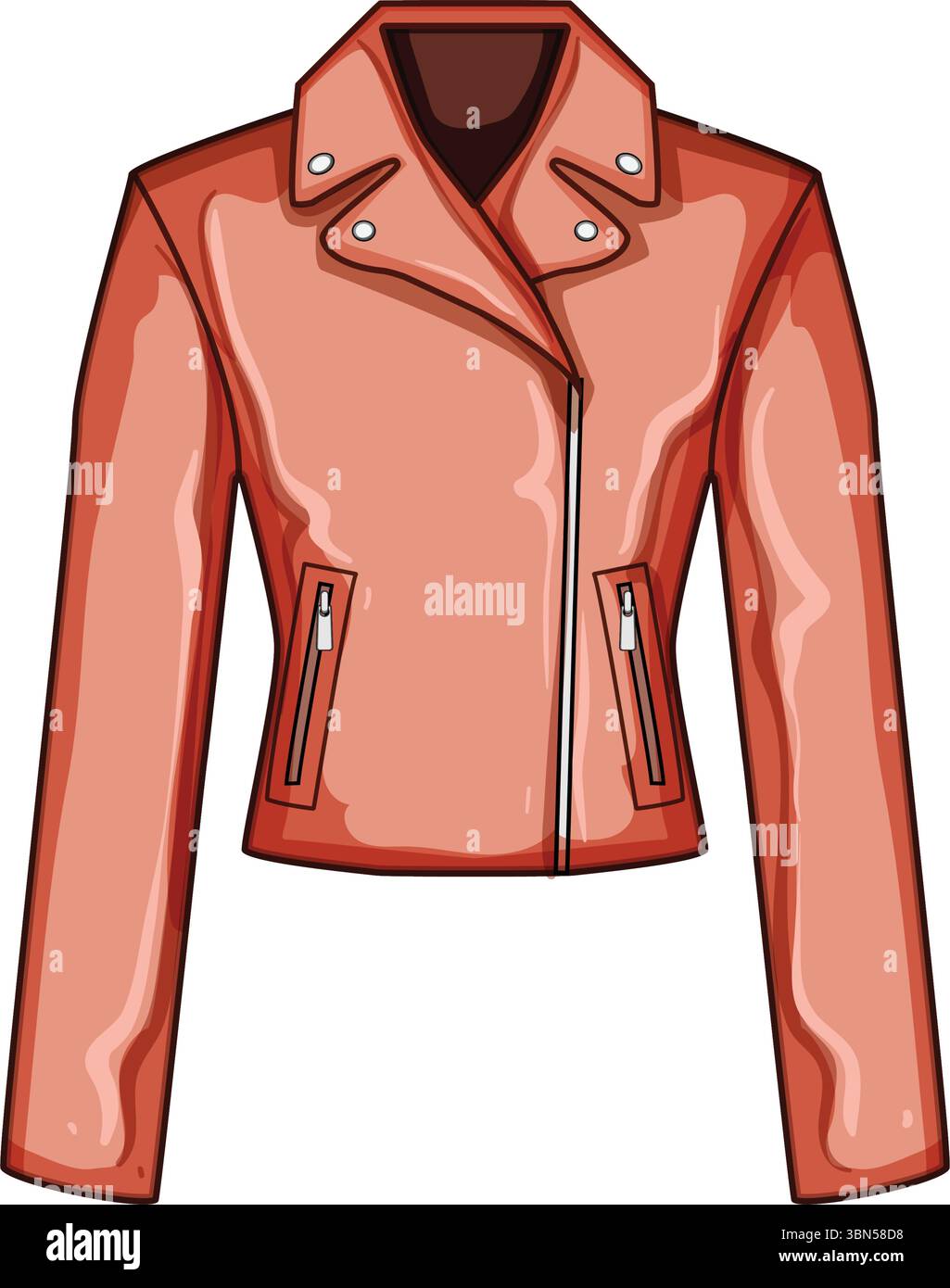 edgy leather jacket female cartoon vector illustration Stock Vector ...