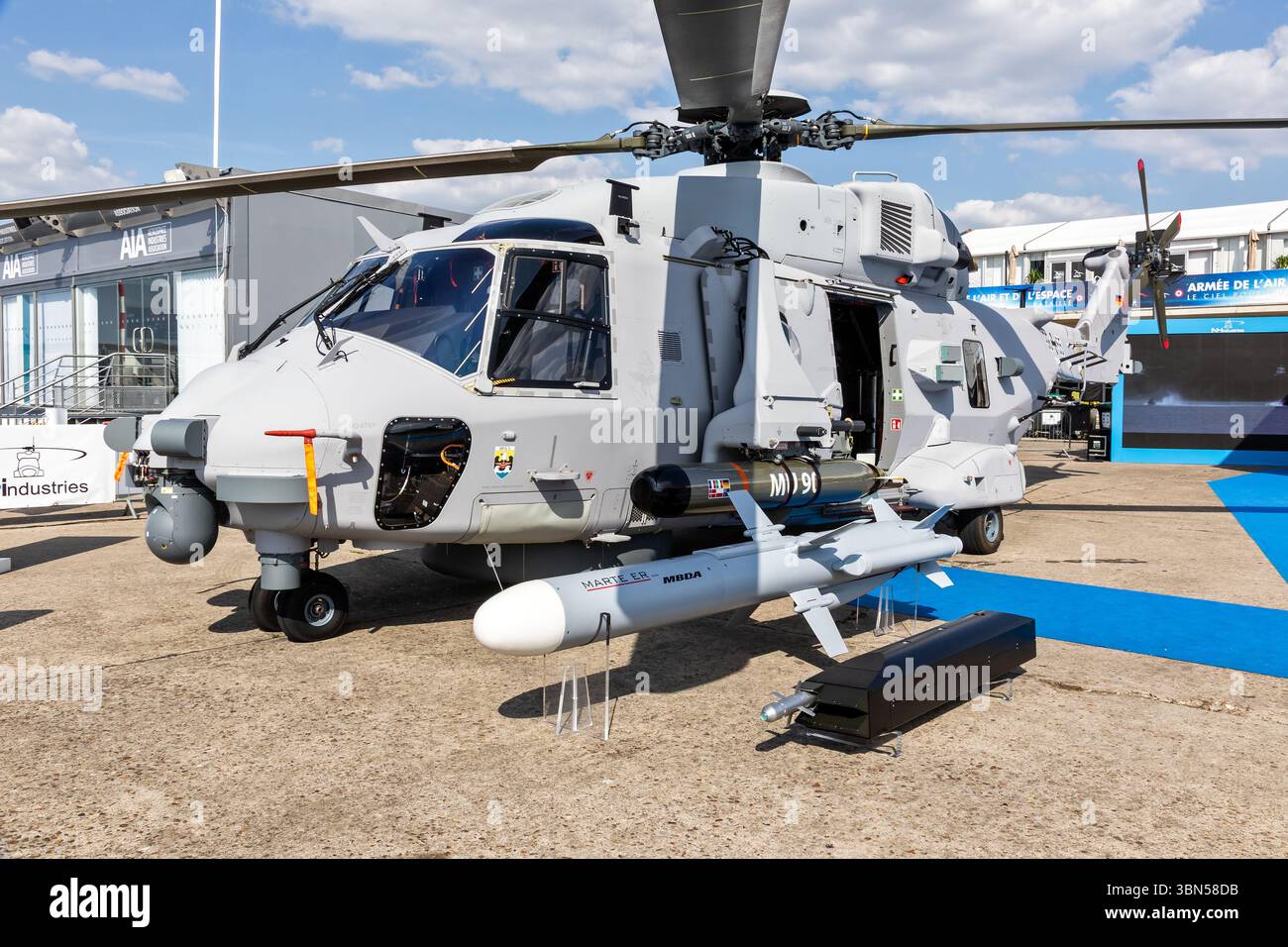 NHindustries NH90 Sea Tiger AWW helicopter with a MBDA MARTE ER anti-ship missile and MU90 ...