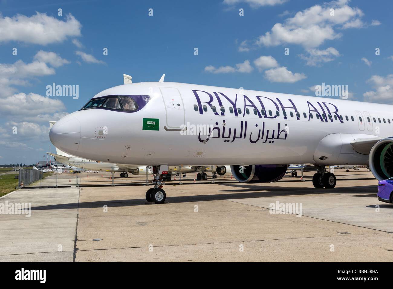 Airbus A321 NEO (XLR) airliner from Riyadh Air on the tarmac of the ...