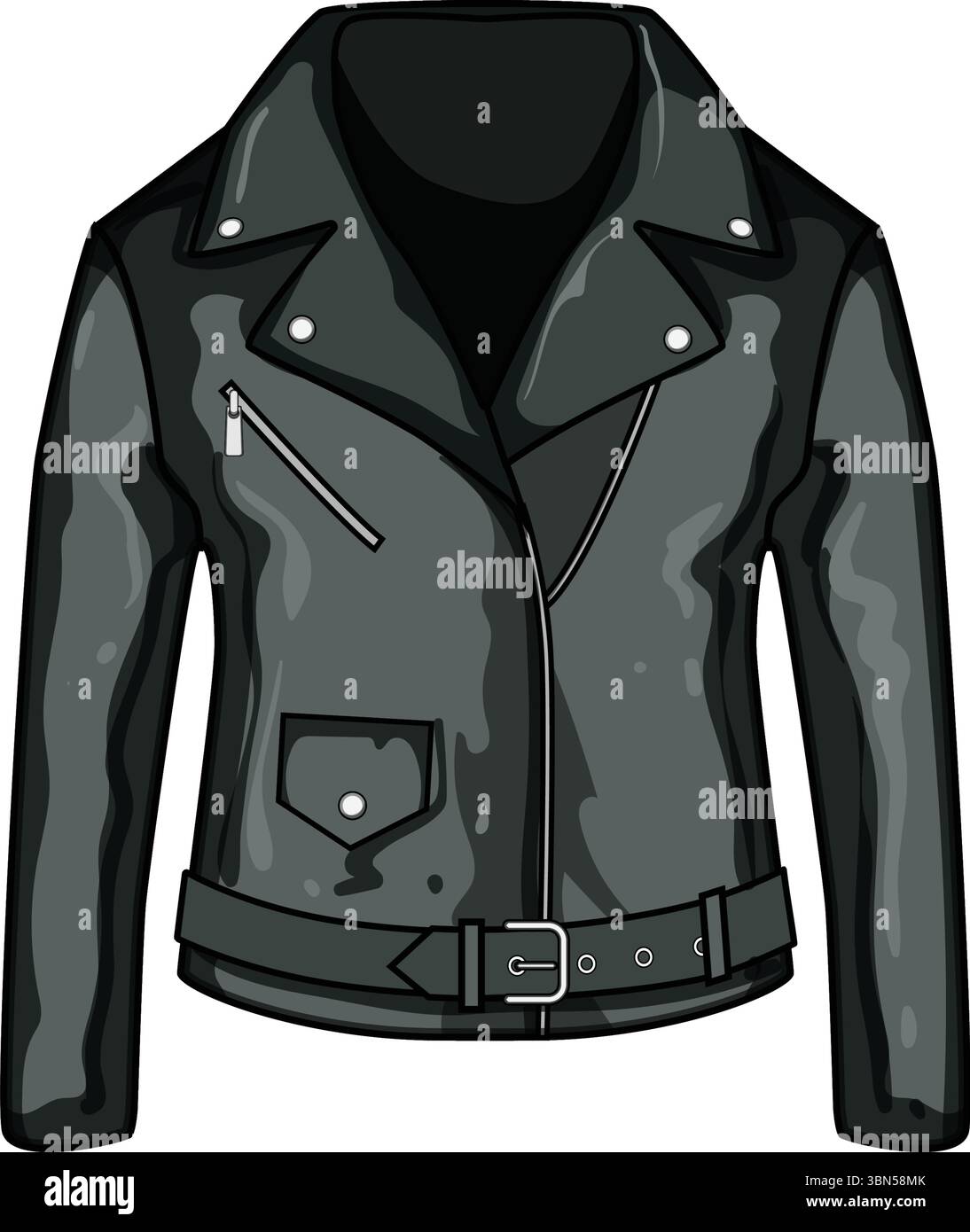 classic leather jacket female cartoon vector illustration Stock Vector ...