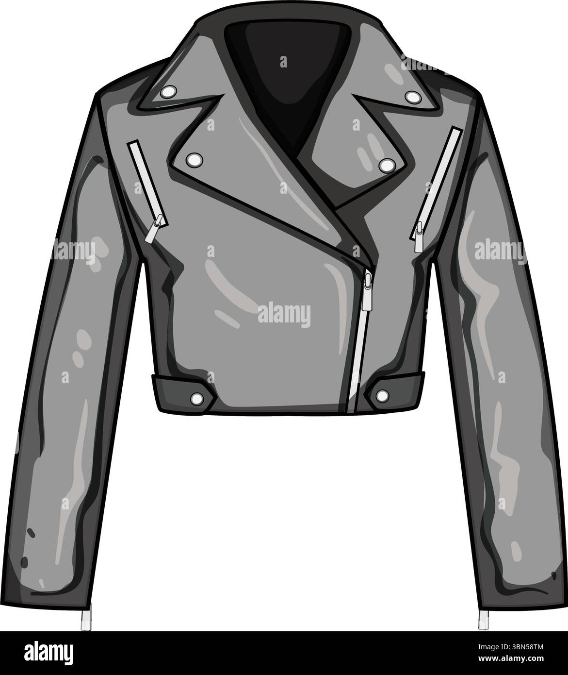chic leather jacket female cartoon vector illustration Stock Vector ...