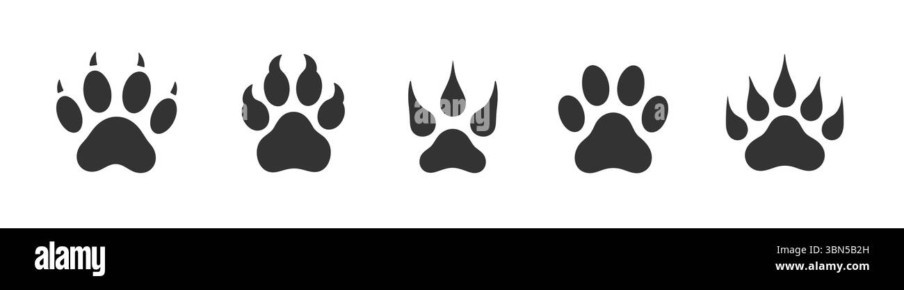Dog or cat paw print icon. Bear vector paw lion footprint animal ...