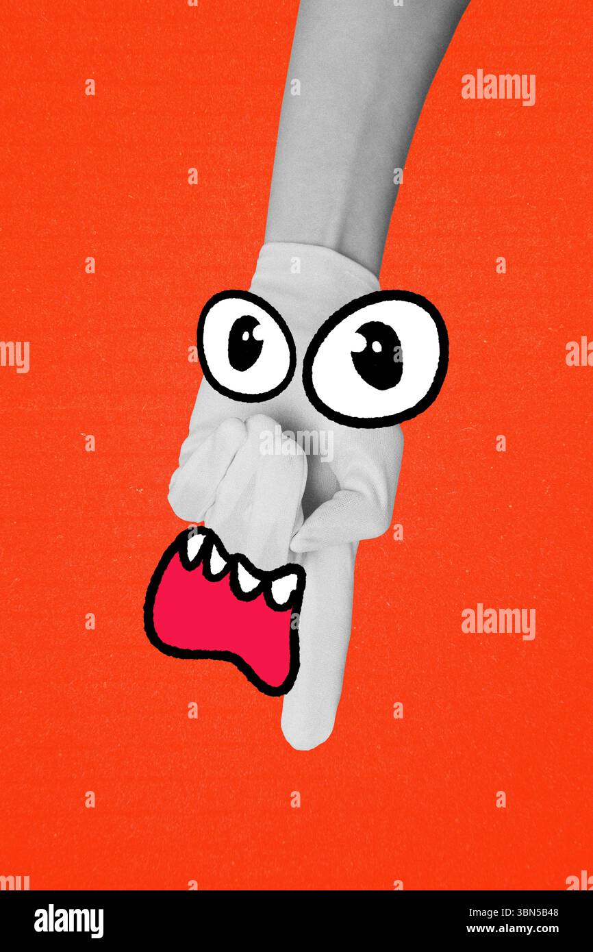 Sketch image trend artwork 3D photo collage of sign showing body ...