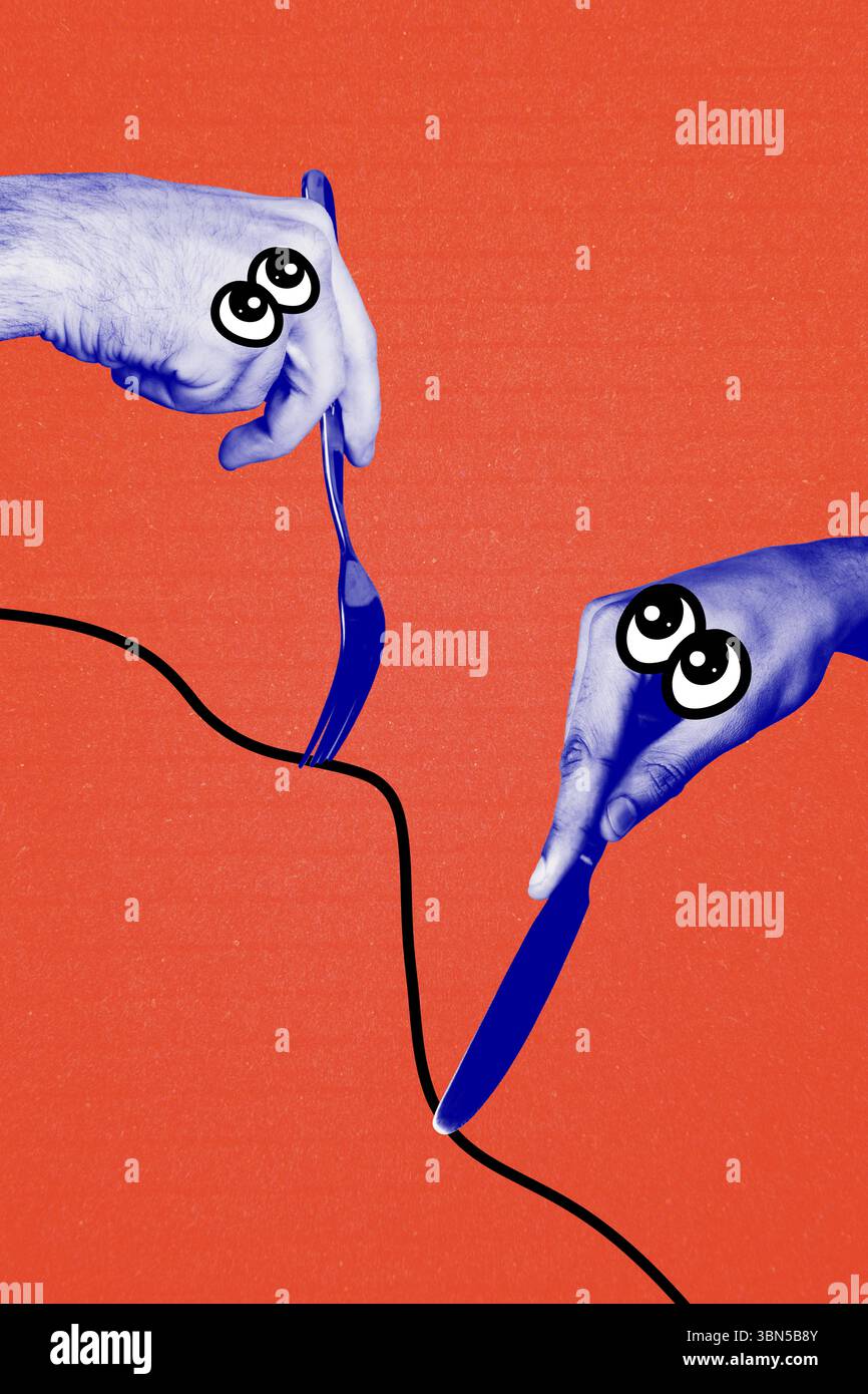 Poster trend sketch template 3D photo collage of face illustration ...