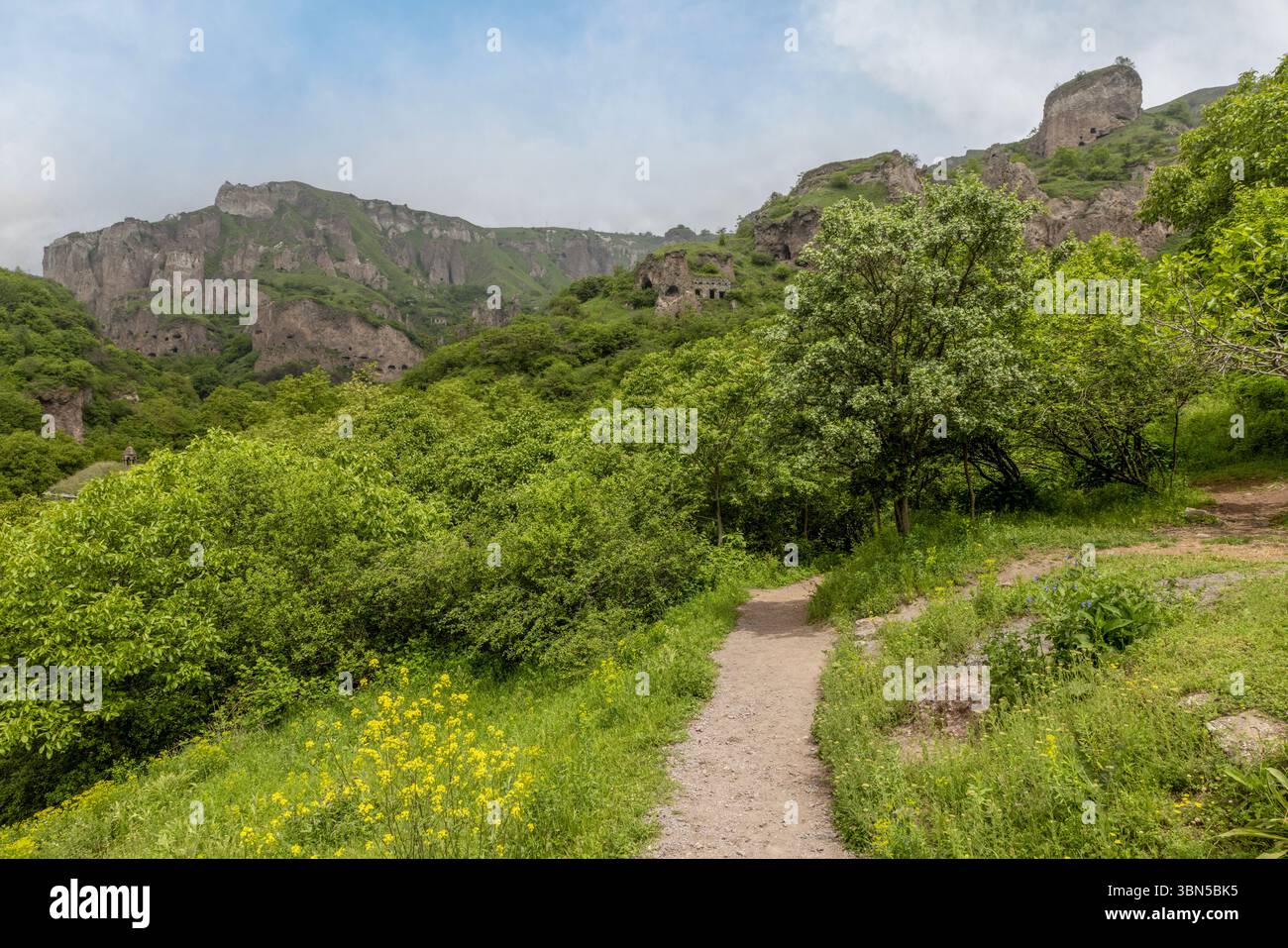 A view of the gorge to the ancient cave dwellings of Old Khndzoresk, a village carved into the ...