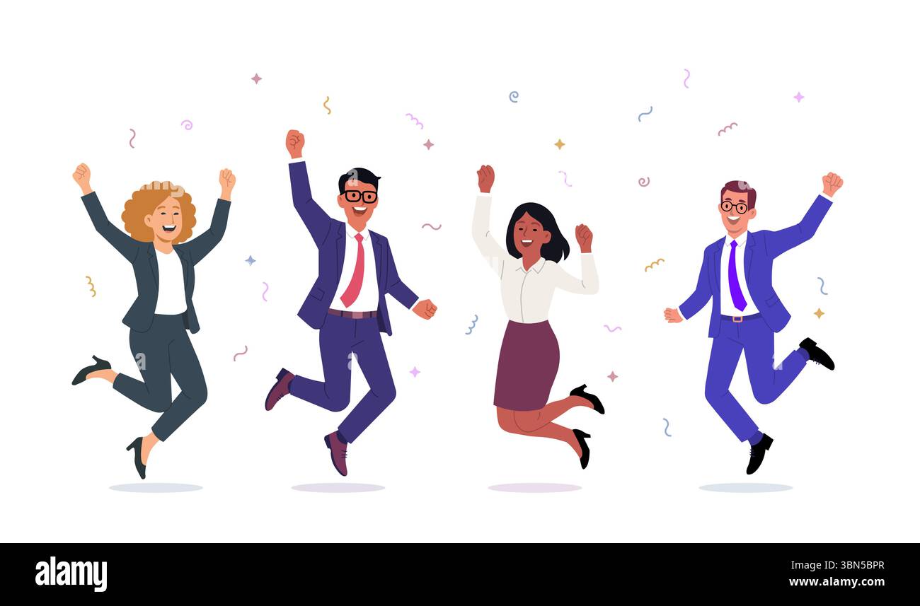 Happy business character people office team. Cartoon happy business ...