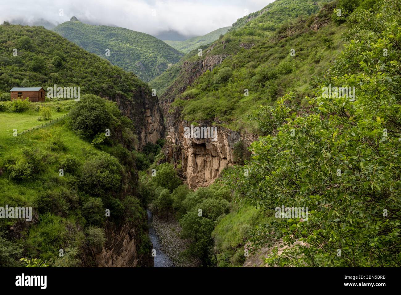 Devil's Bridge, a natural travertine arch spanning the deep Vorotan ...