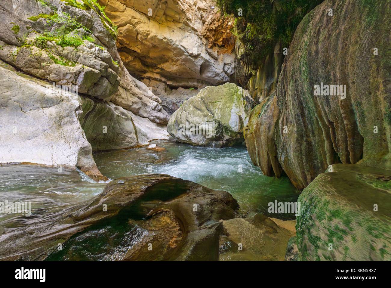 Devil's Bridge, a natural travertine arch spanning the deep Vorotan ...