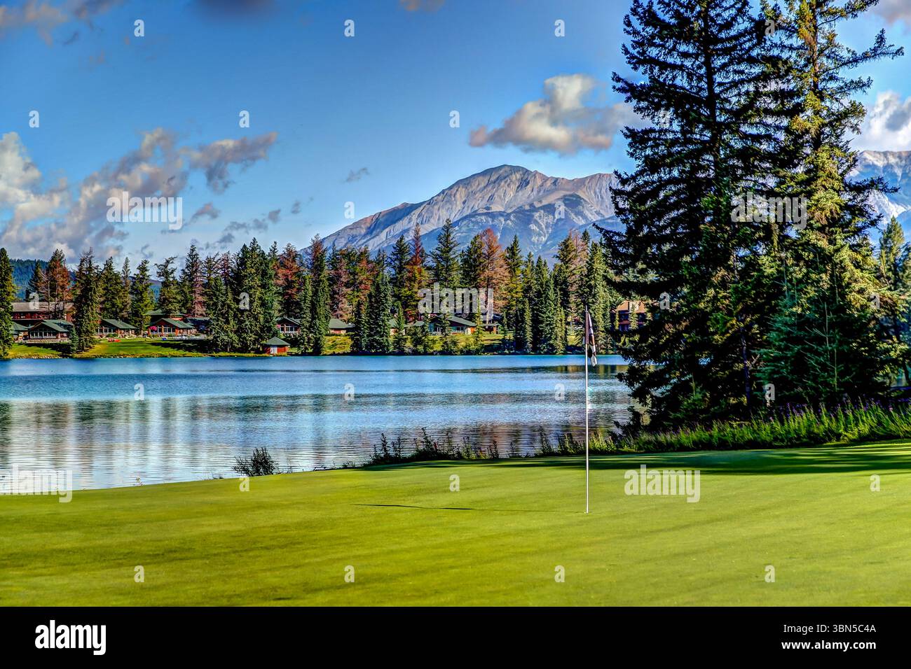 The golf course at Jasper Park Lodge in the Rocky Mountains Stock Photo ...