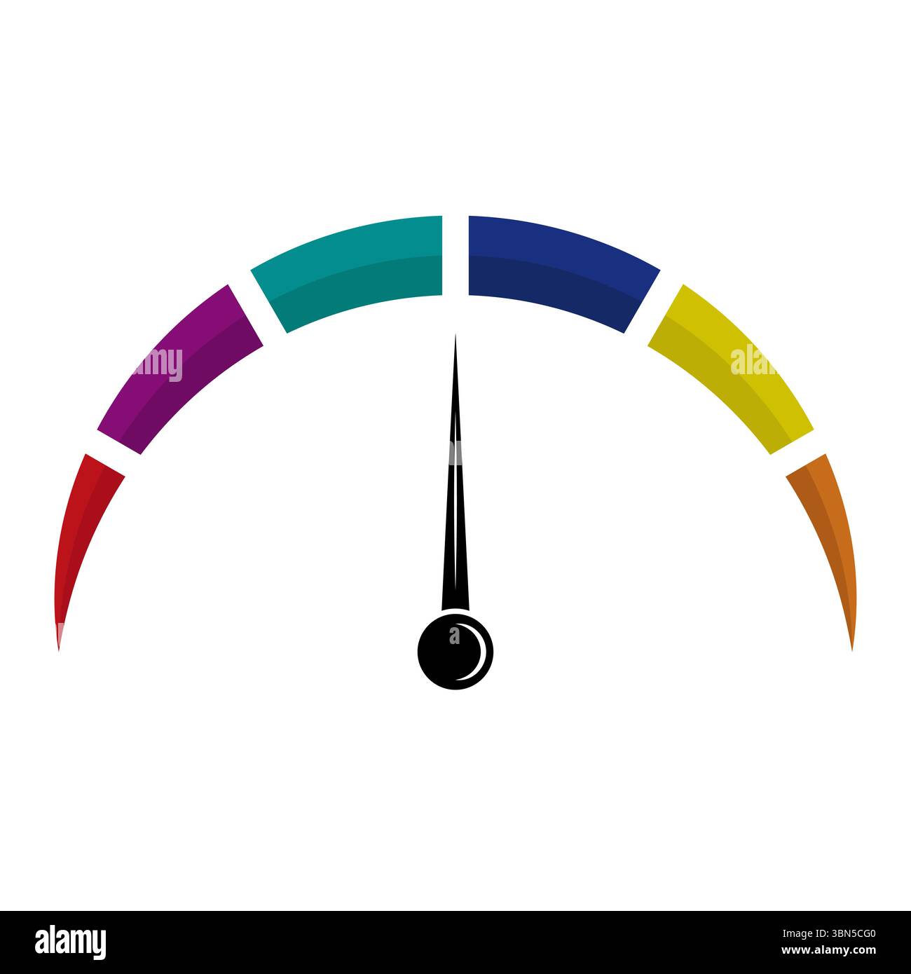 Colorful Gauge Meter with Centered Needle Illustration. A stylized ...