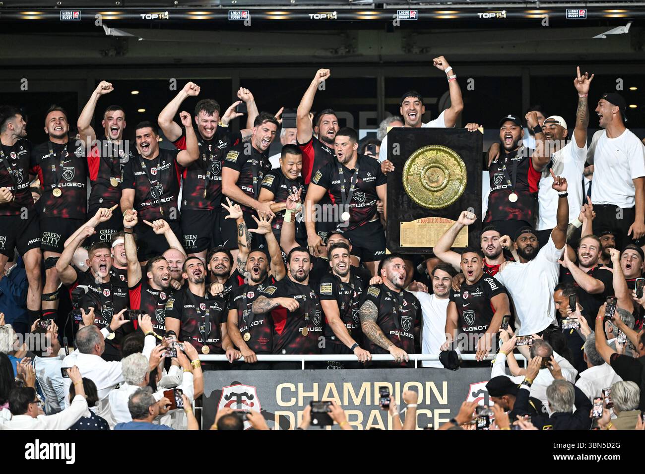 Julien Marchand Thomas Ramos Romain Ntamack Antoine Dupont celebrate ...