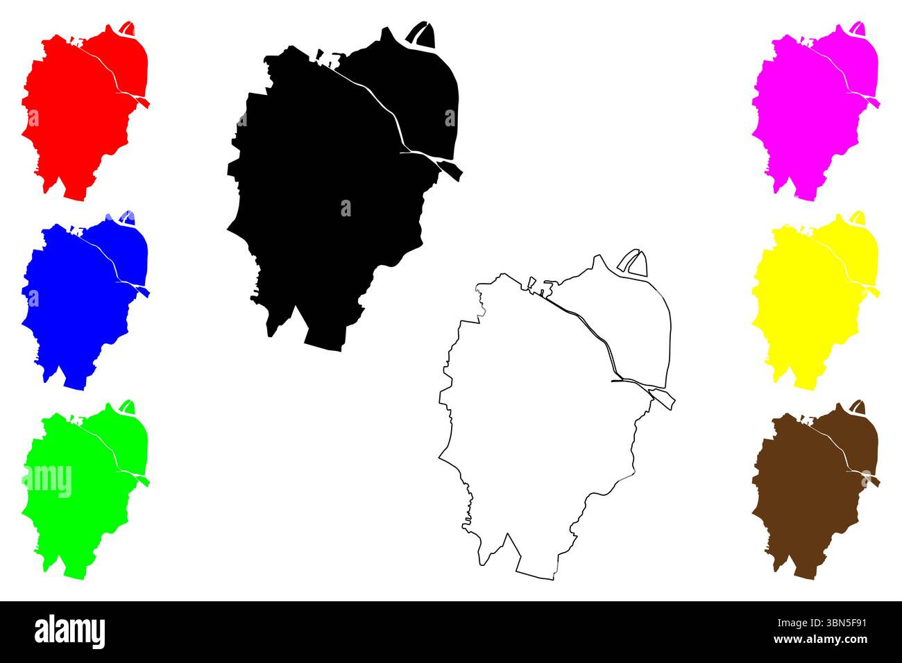 Asaka city (Japan, Nihon-koku or Nippon-koku, Kanto region) map vector ...