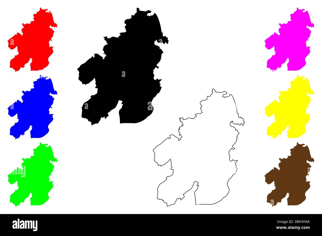 Anjo city (Japan, Nihon-koku or Nippon-koku, Chubu region) map vector ...