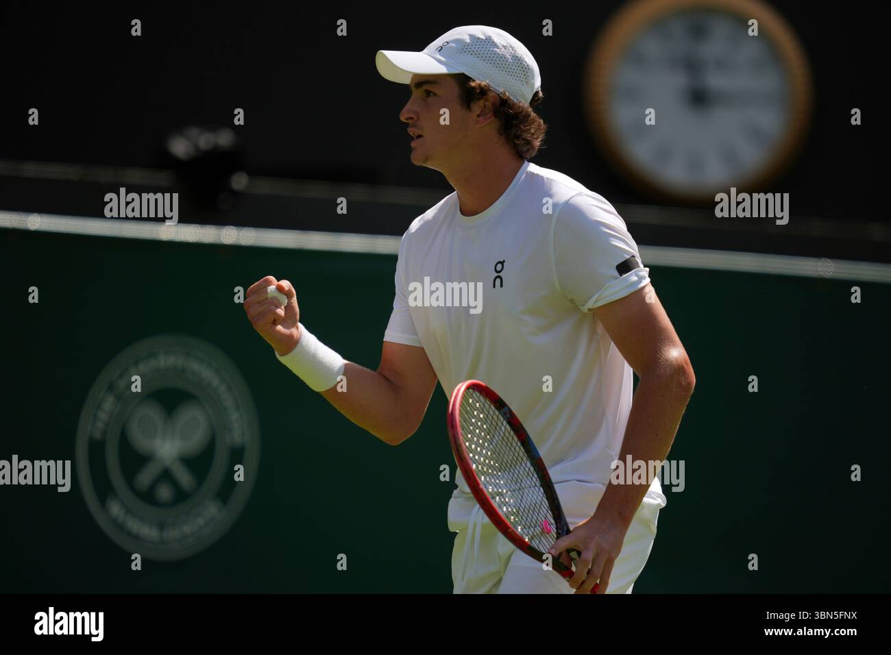 Joao Fonseca of Brazil reacts during his first round men's single match ...
