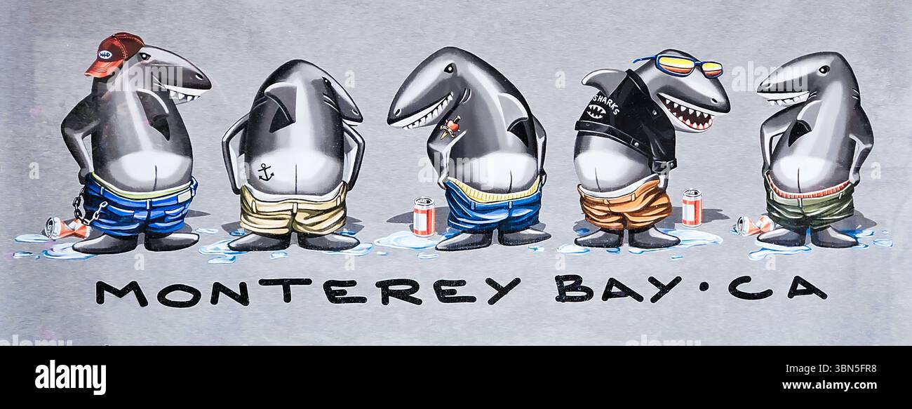 Funny cartoon sharks at the beach hi-res stock photography and images ...