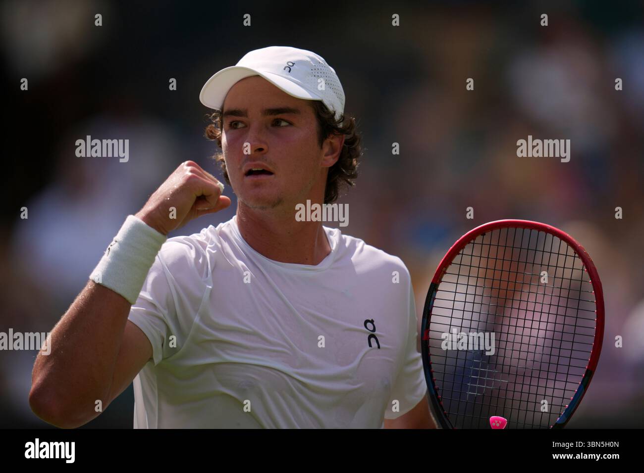 Joao Fonseca of Brazil reacts during his first round men's single match ...