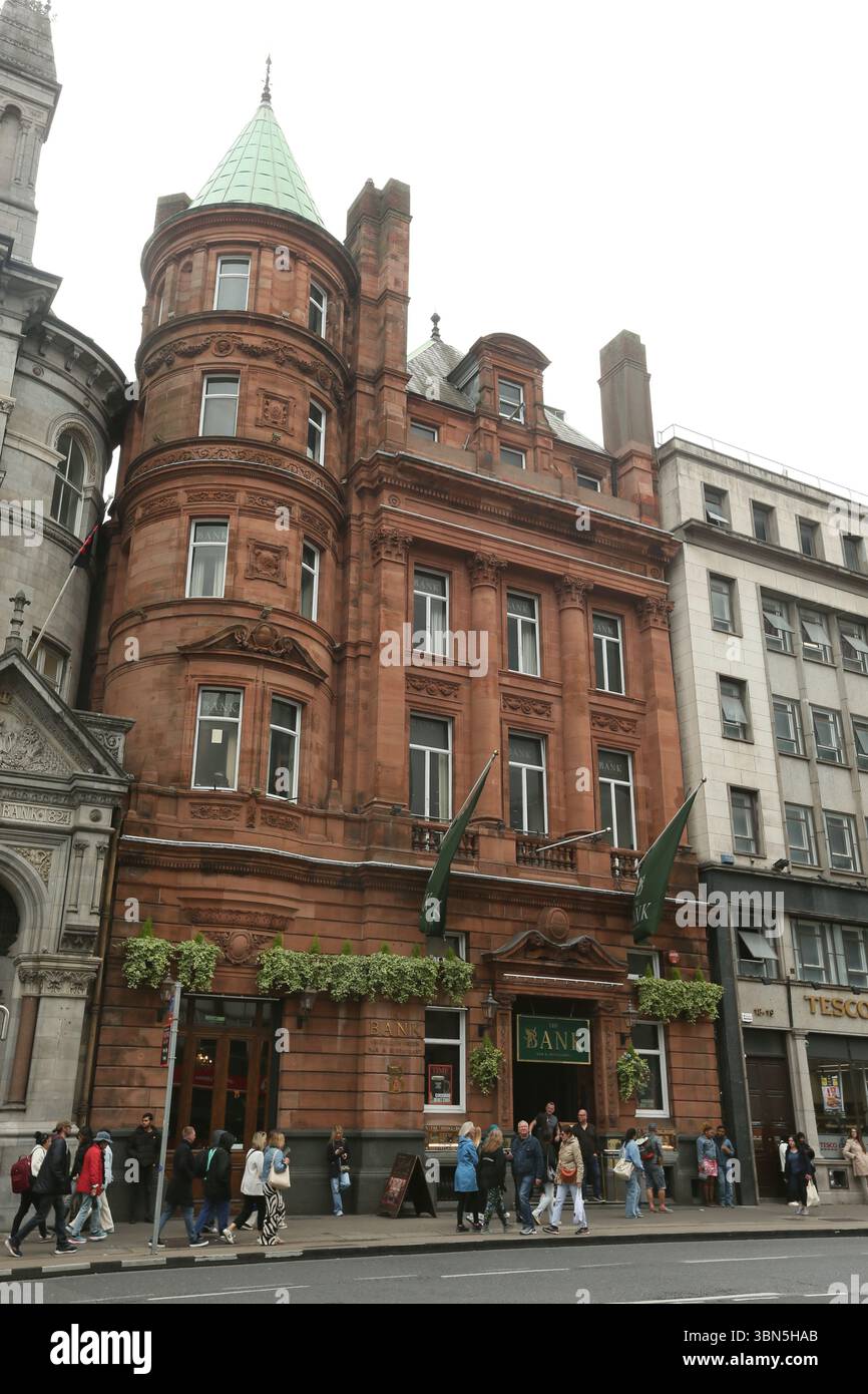 Dublin, Ireland - 4th June 2025 - the red brick facade Bank restaurant ...