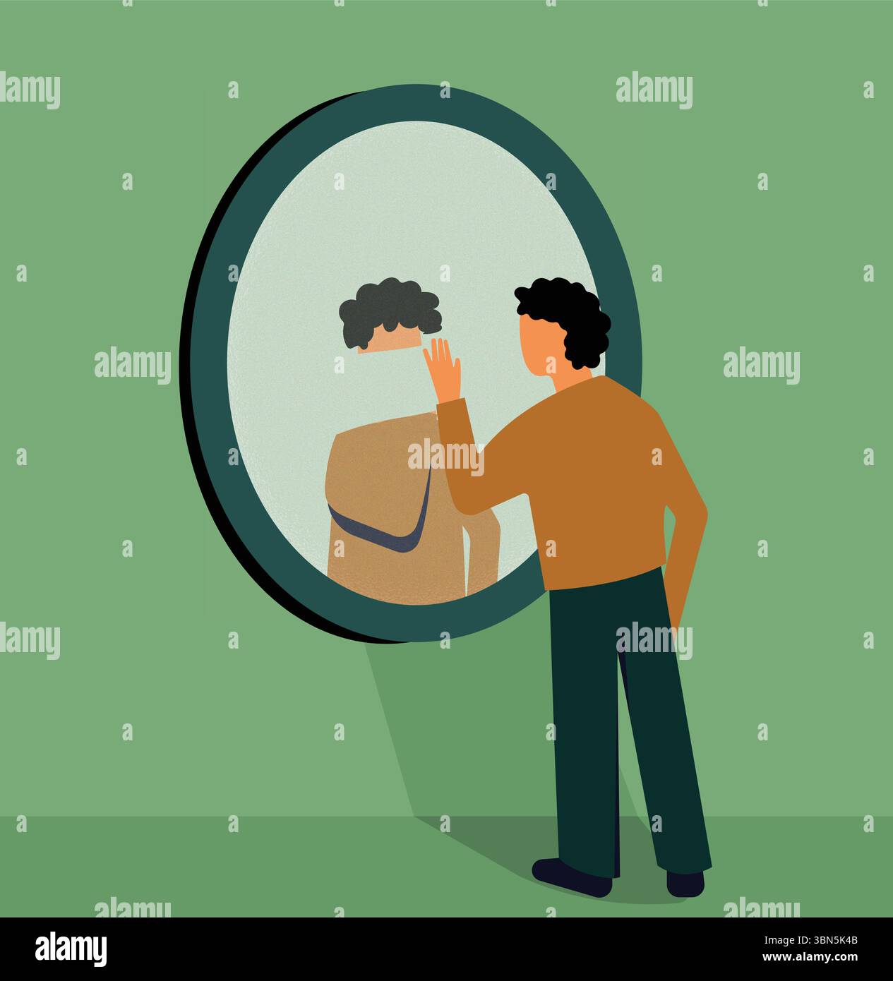 Person wiping removing erasing self reflection in mirror illustration ...