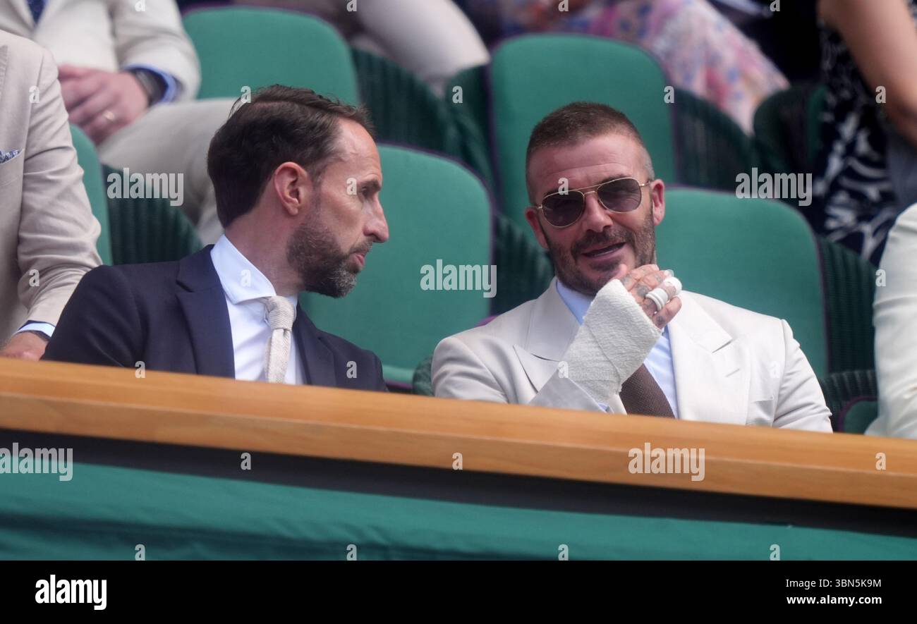 Sir Gareth Southgate and Sir David Beckham in the Royal Box on day one ...