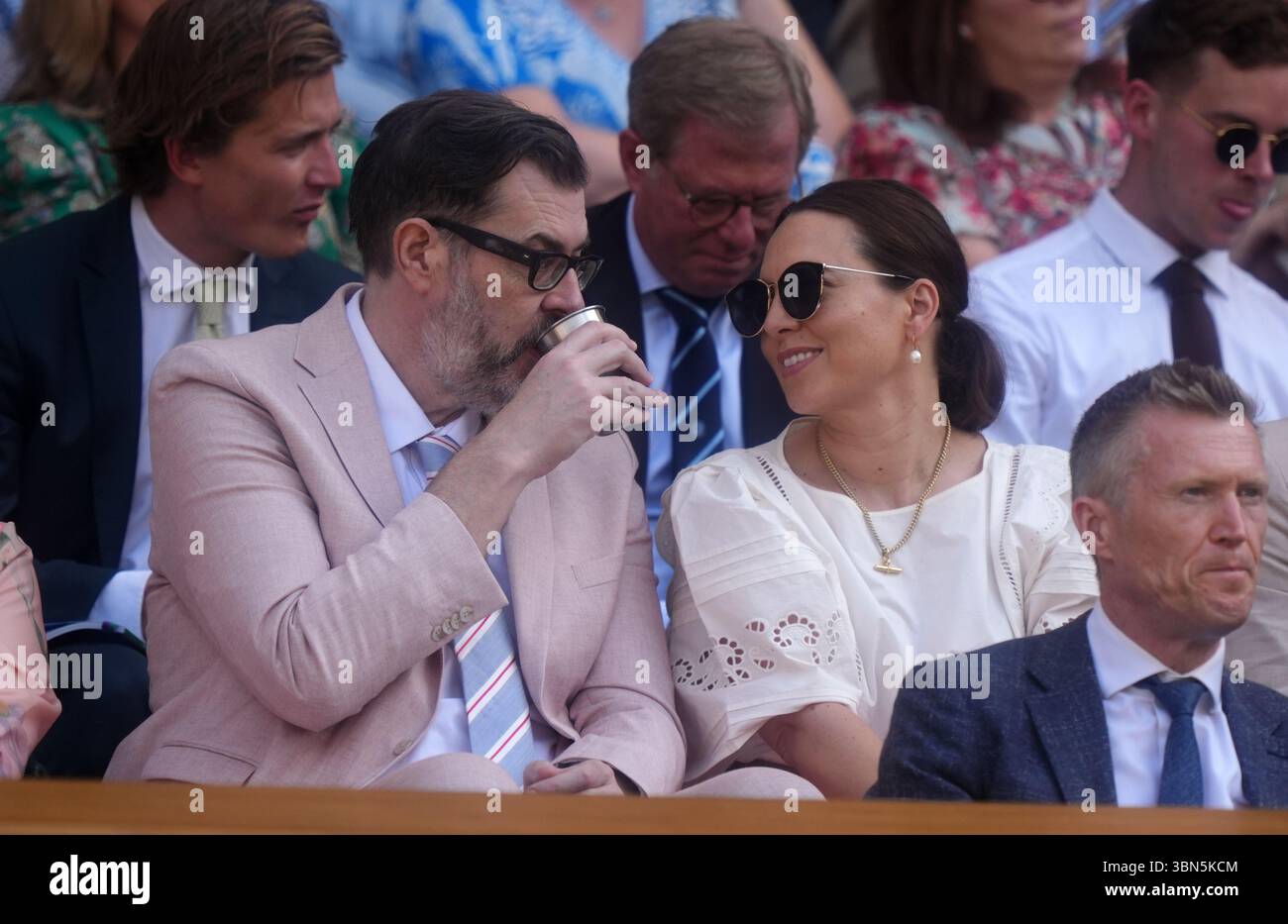 Richard Osman with his wife Ingrid in the Royal Box on day one of the ...