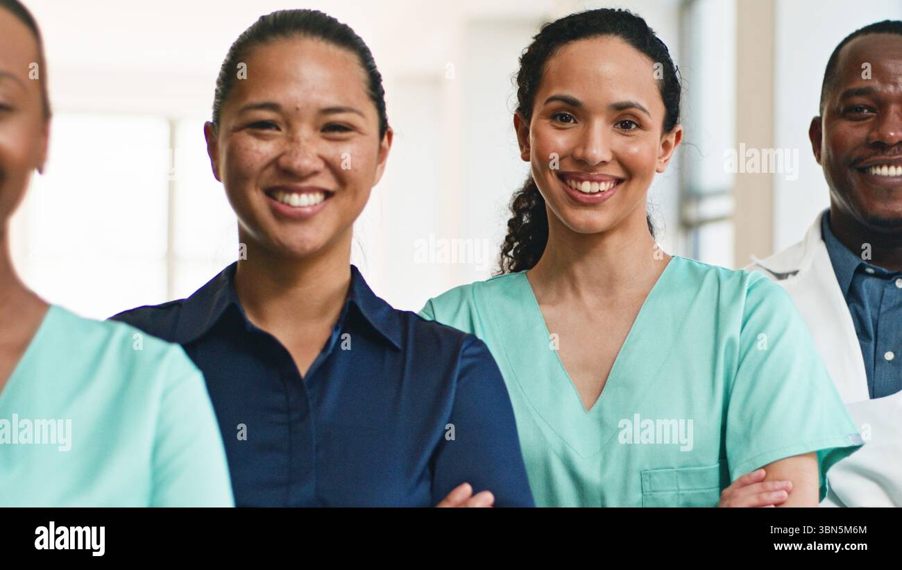 Diverse Medical Team Members Smiling Together in a Bright Healthcare ...