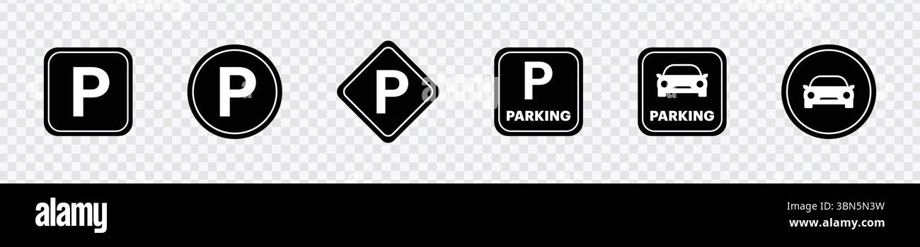 "Car Parking Signs and Traffic Icons - Isolated on White Background ...