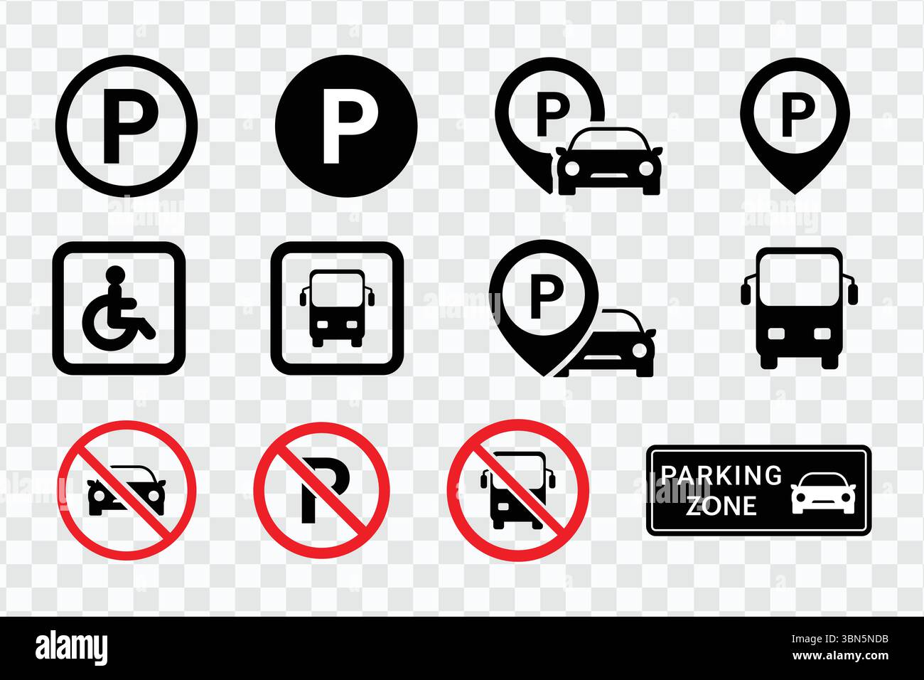 "Car Parking Sign Icons - Parking and Traffic Signs Vector Collection ...