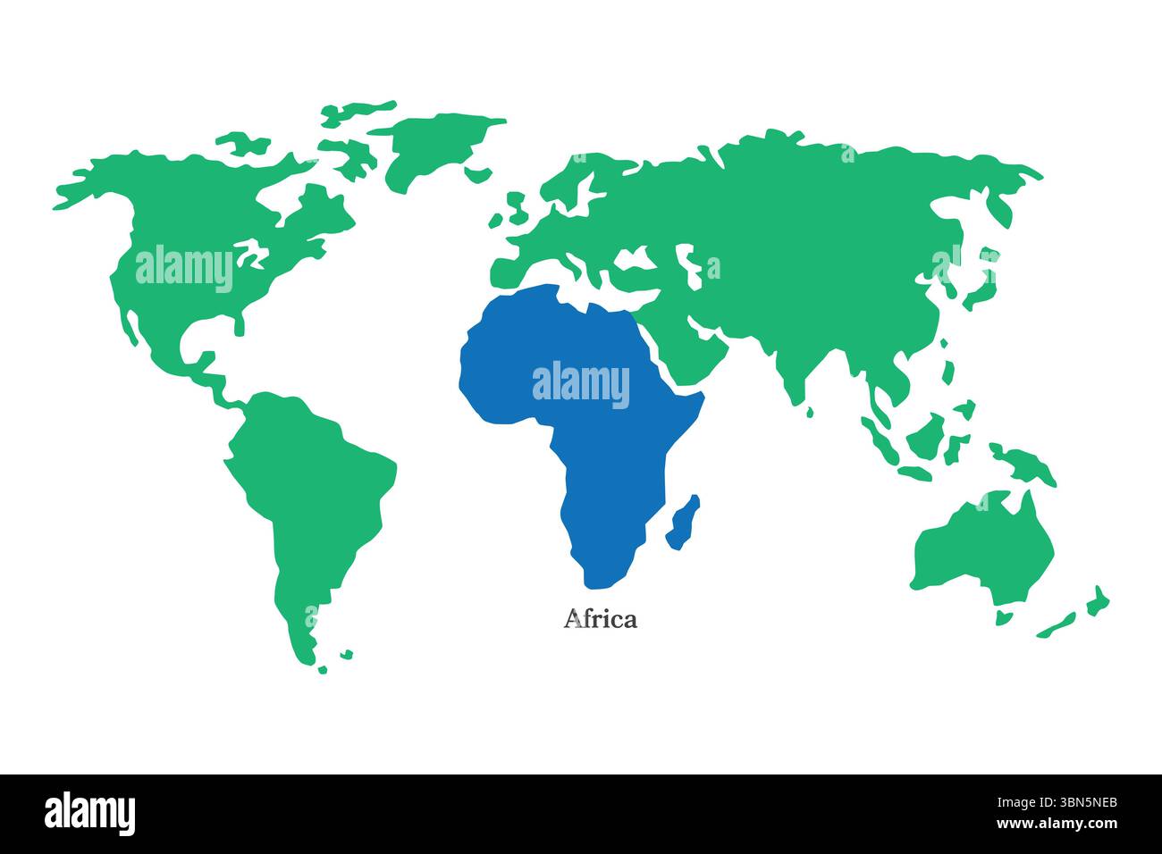 "World Map with Africa Highlighted in Blue - Global Geography ...