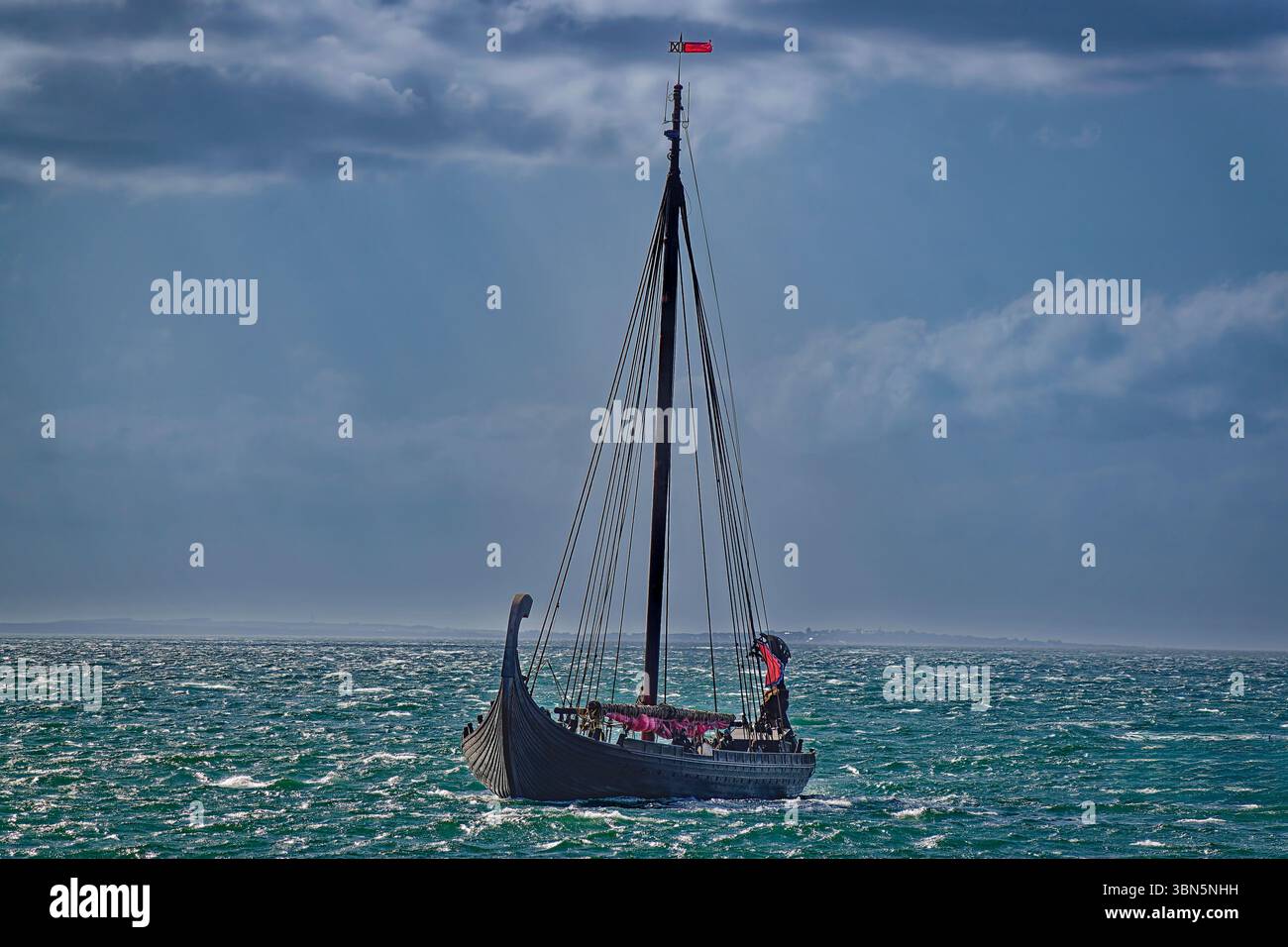 Viking ship the Draken Harald Harfagre at sea off Buckie Harbour Moray ...