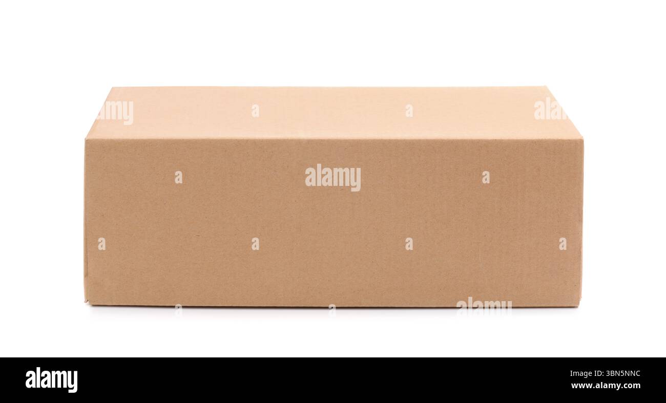 Front view of blank brown cardboard box isolated on white Stock Photo ...