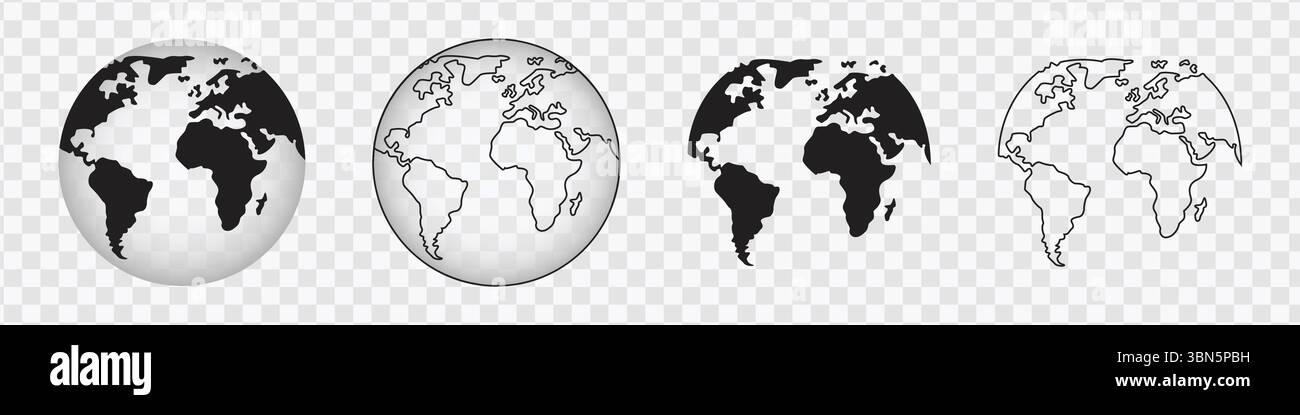 "Planet Icon Set - Global Map, Earth Globe, and International World ...