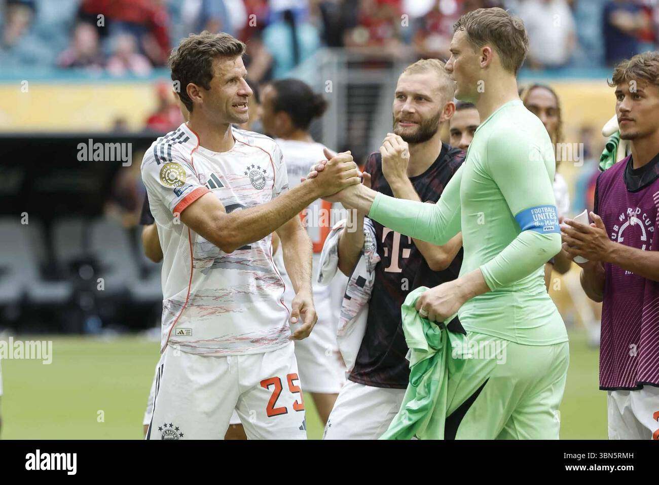 Thomas Muller, Bayern Munich goalkeeper Manuel Neuer following the FIFA ...