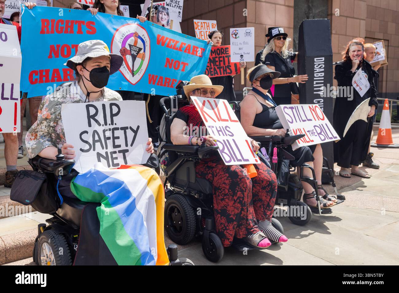 Leeds, UK. 30 JUN, 2025. Activists pose for a photograph as Leeds ...