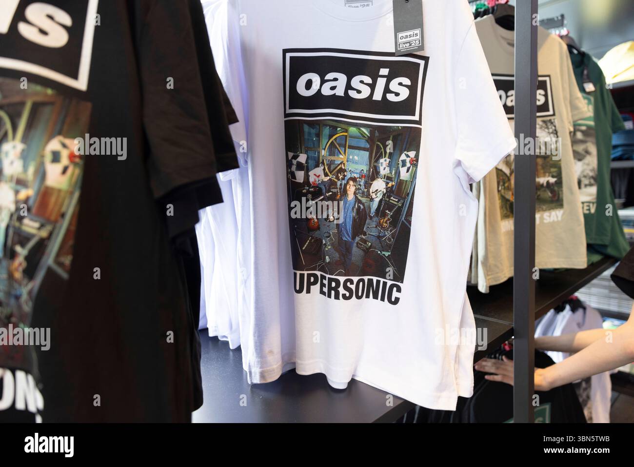 Manchester, UK - 26 June 2025: Oasis band live 25 merchandise shop ...