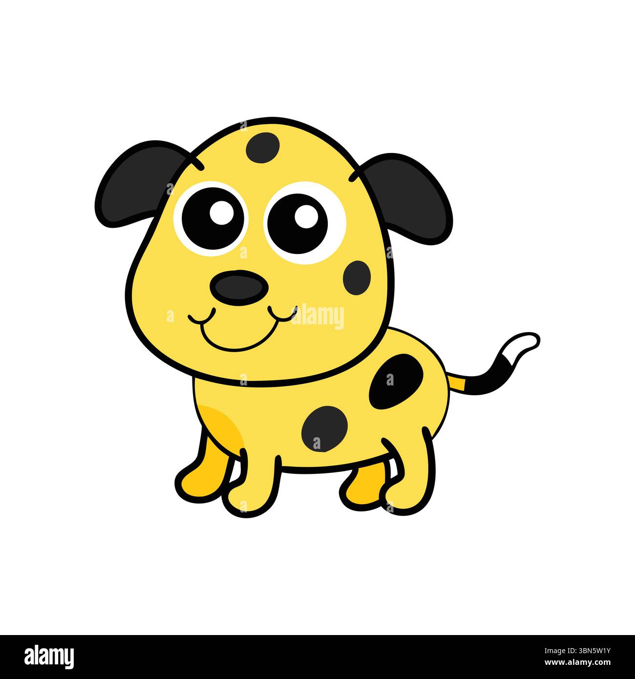 Cute Cartoon Dog - Playful Yellow Character with Spots Stock Vector ...