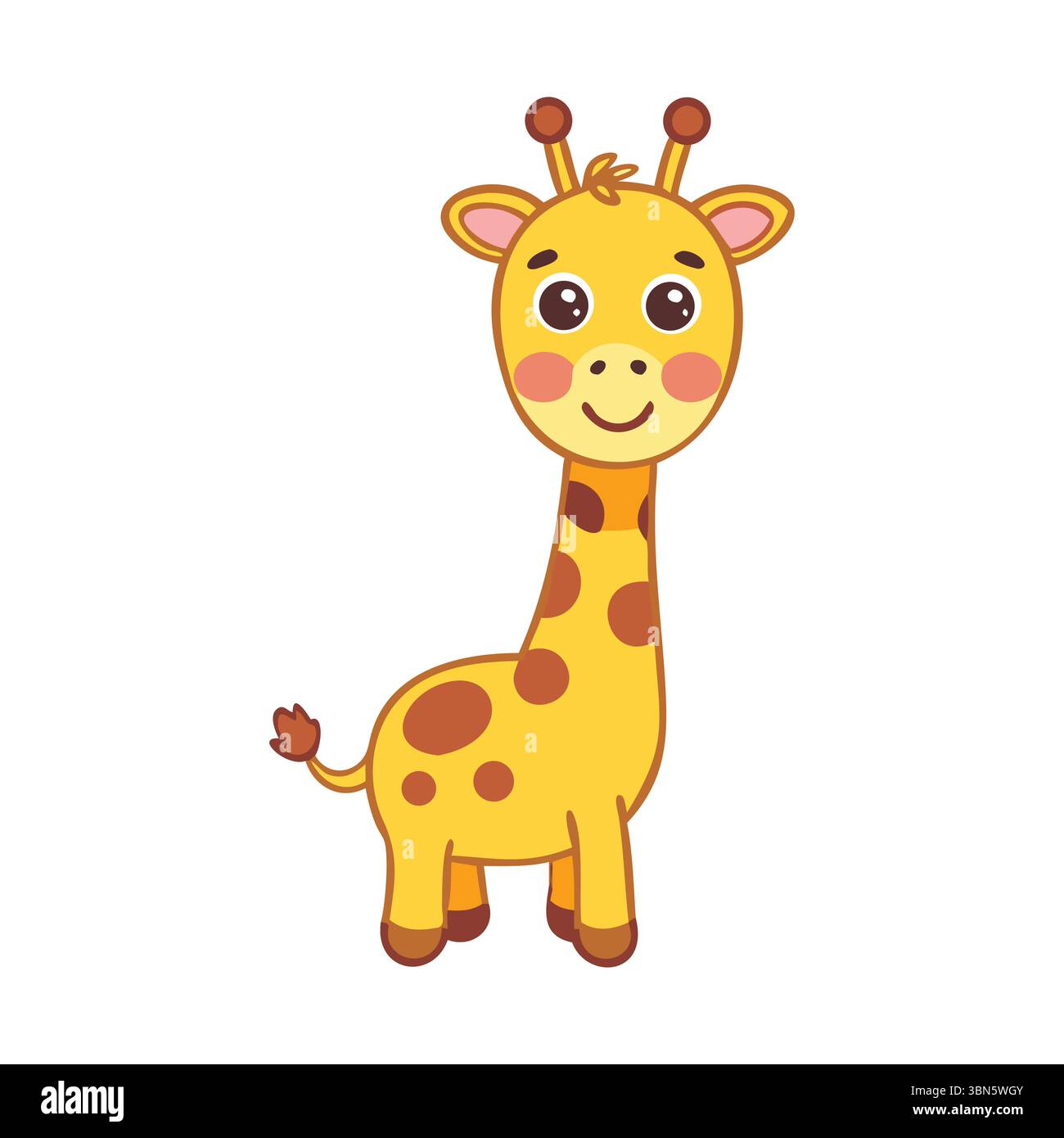 Cute Cartoon Giraffe - Adorable Character with Spots Stock Vector Image ...