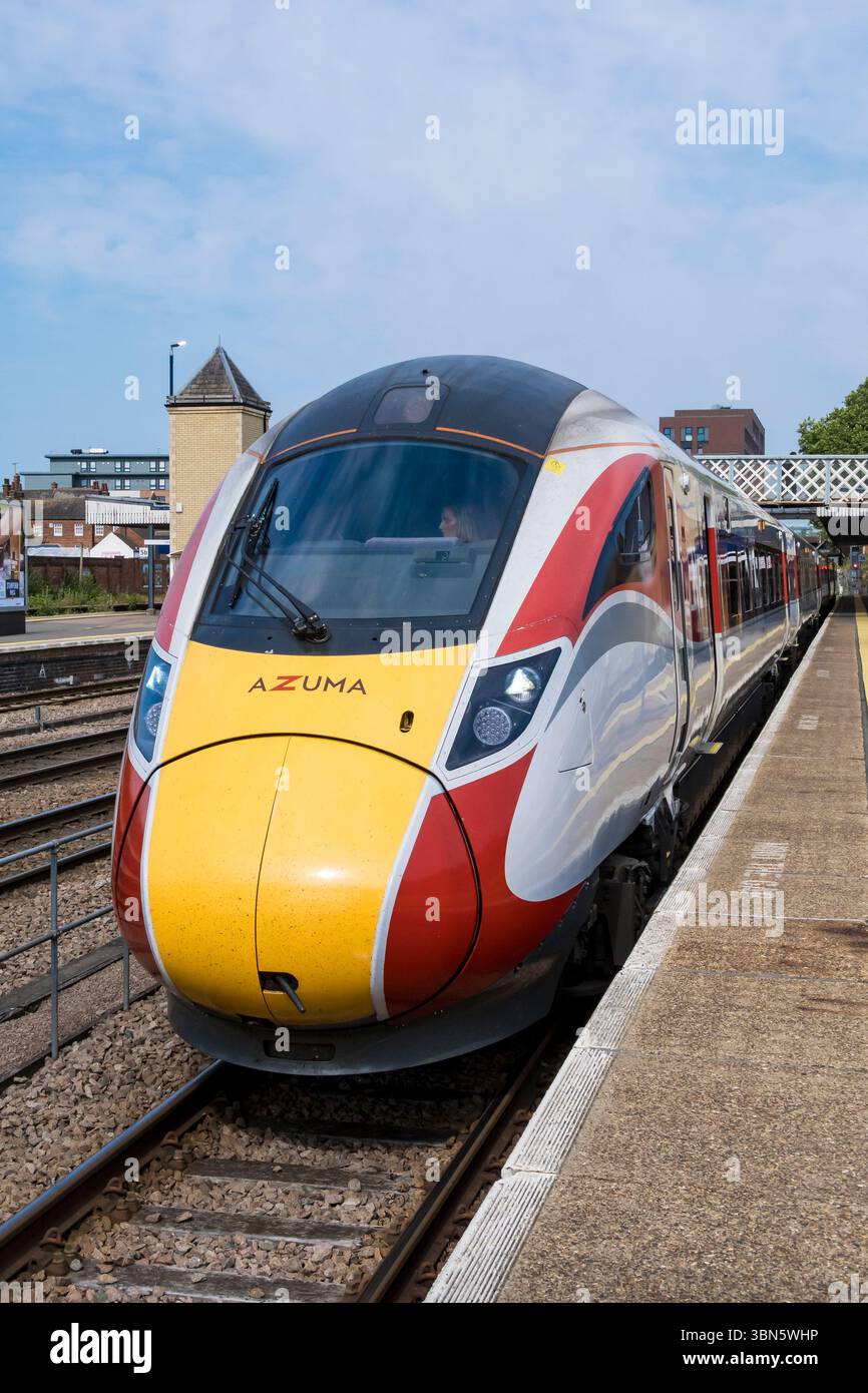 LNER AZUMA train stood at platform 3 Lincoln Central railway station ...