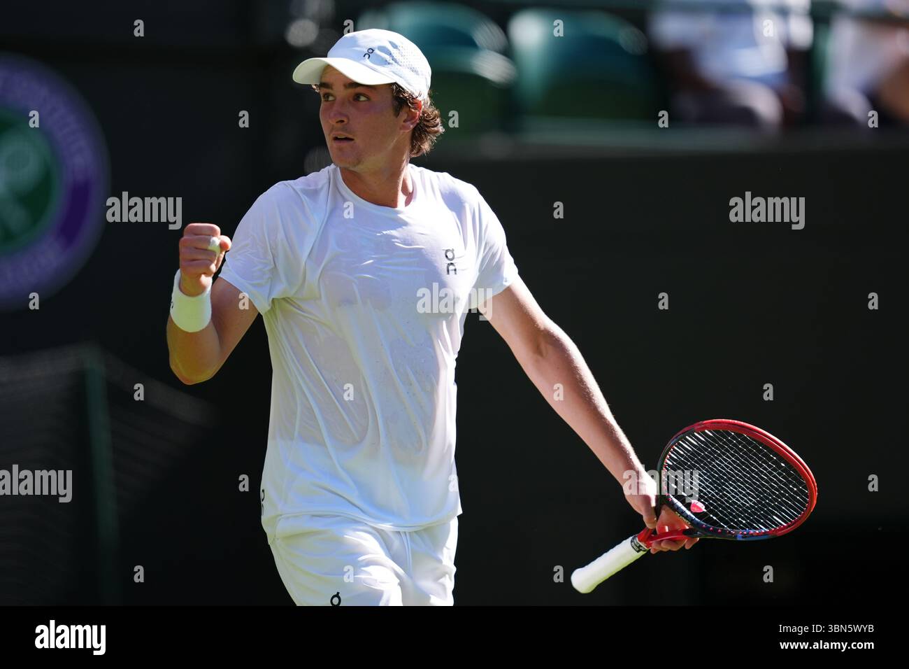 Joao Fonseca celebrates following his match against Jacob Fearnley on ...